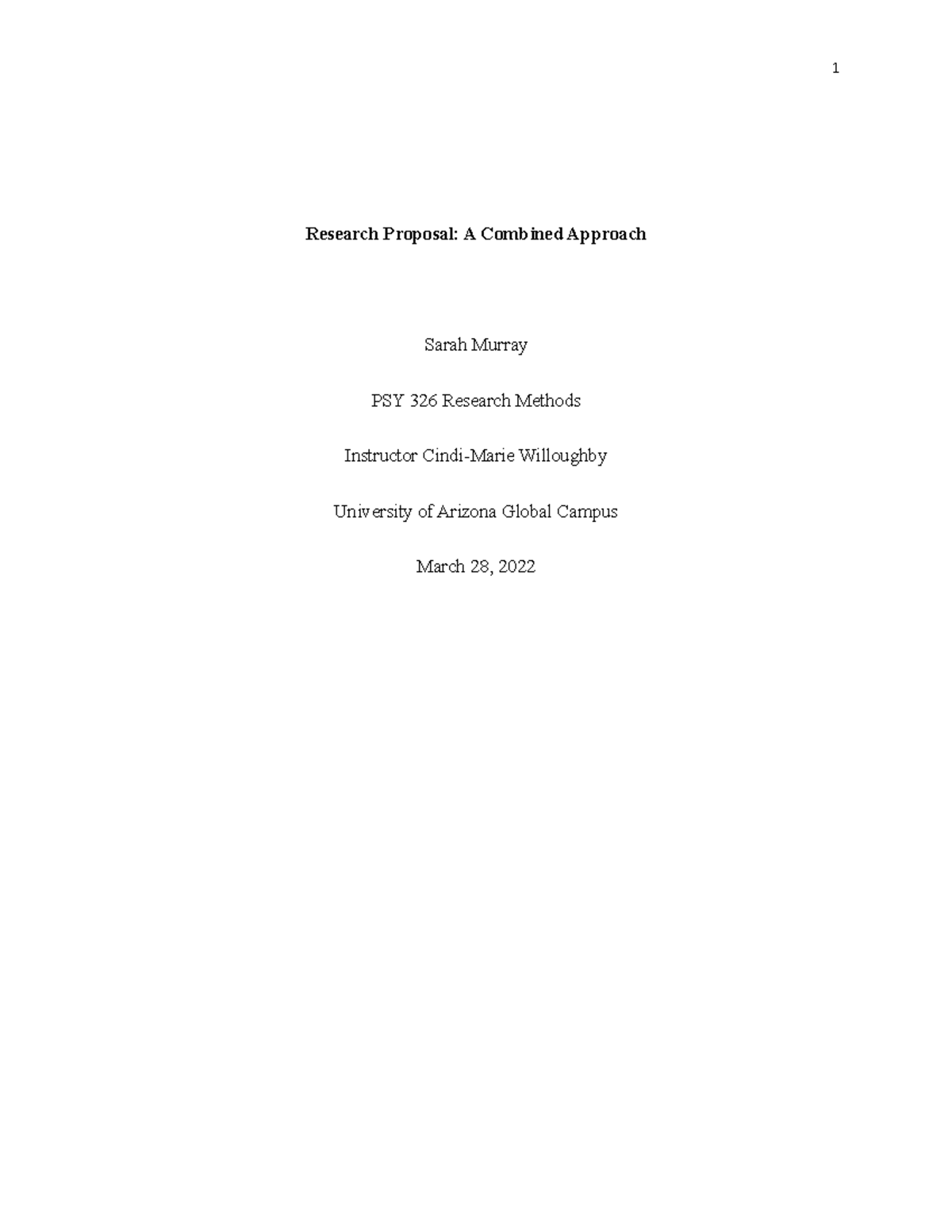 WEEK 5 Final Assignment - Research Proposal: A Combined Approach Sarah ...
