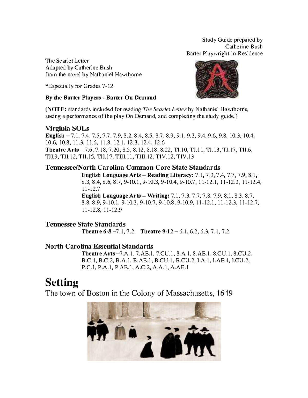 Study Guide Scarlet Letter - Study Guide prepared by Catherine Bush ...