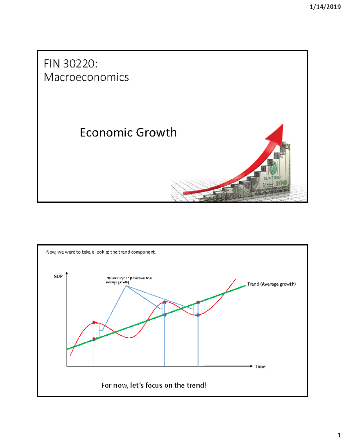 4 Economic Growth - Lecture notes 4 - Economic Growth FIN 30220 ...