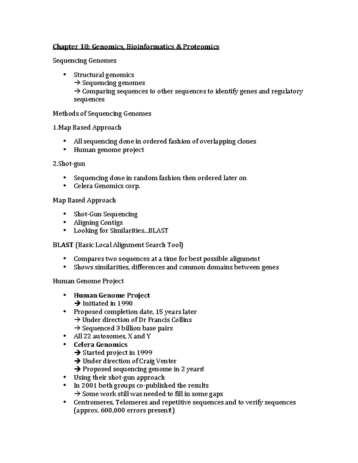 Chapter 18 - lecture notes - Chapter 18: Genomics, Bioinformatics ...