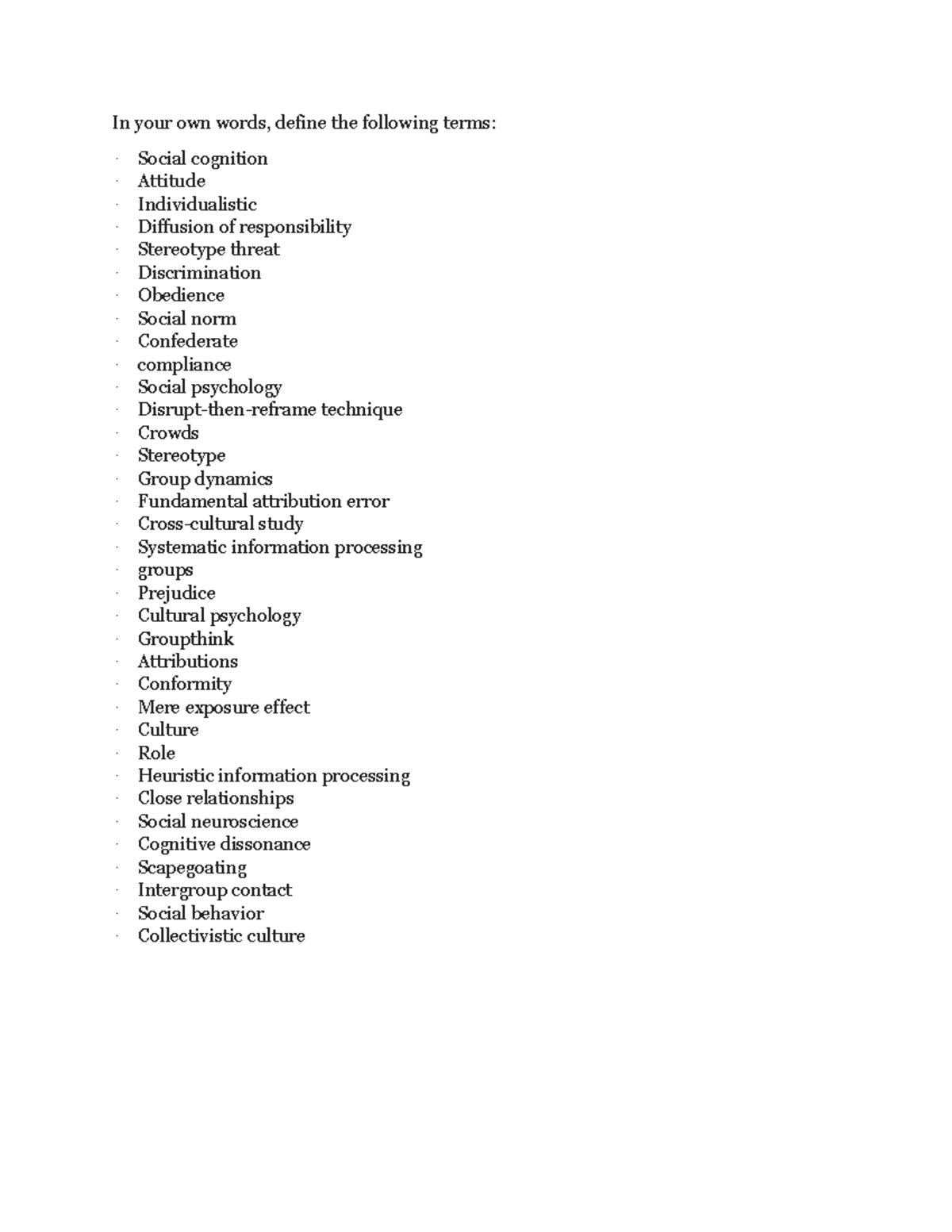 Untitled document 2 - In your own words, define the following terms ...