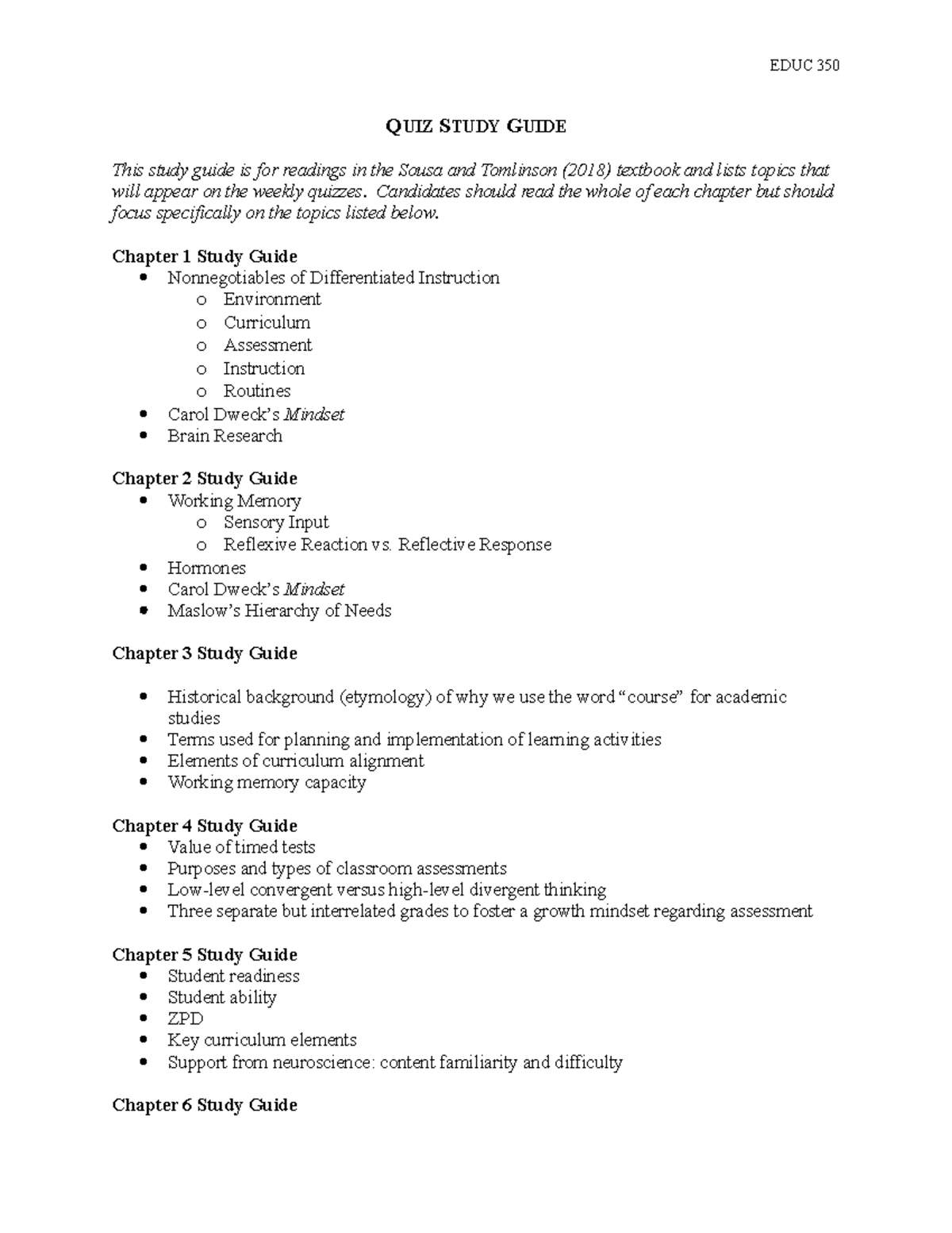 EDUC350 Module 1 Quiz Study Guide - EDUC 350 QUIZ STUDY GUIDE This ...