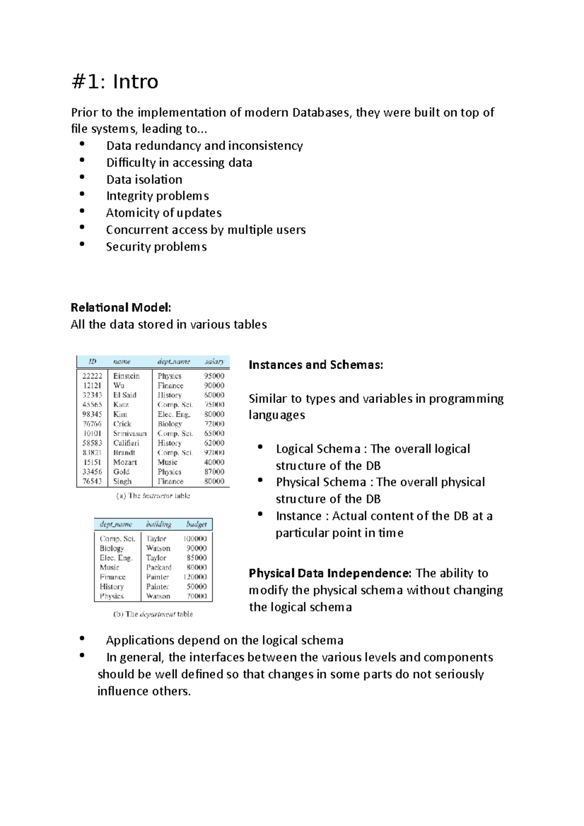 1 Introduction - Lecture notes Week 1 - #1: Intro Prior to the ...