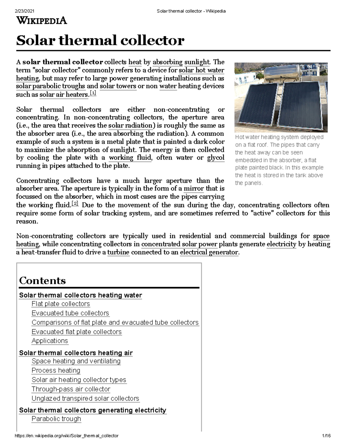 Solar thermal collector - Wikipedia - Hot water heating system deployed ...