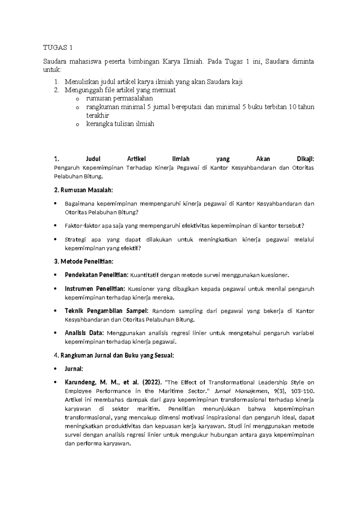Tugas 1 Rosmalidar Daipaha rev - TUGAS 1 Saudara mahasiswa peserta bimbingan Karya Ilmiah. Pada ...