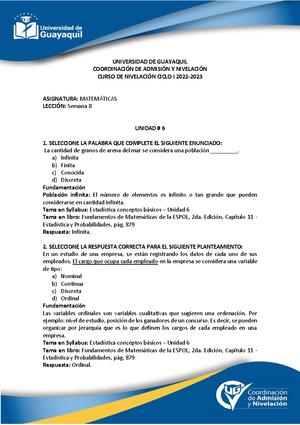 Reactivos Lenguaje 2do parcial área 1 - 2 -3 - UNIVERSIDAD DE GUAYAQUIL COORDINACI”N DE ADMISI”N ...
