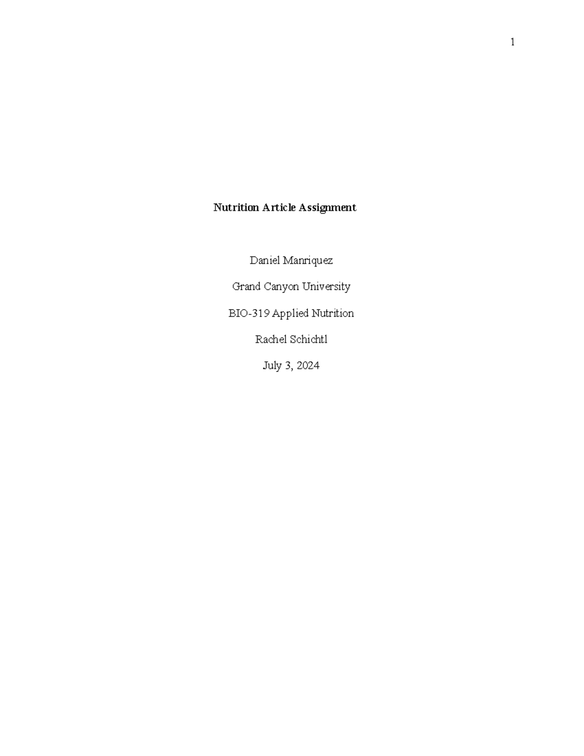 Nutrition Article Manriquez - Nutrition Article Assignment Daniel ...