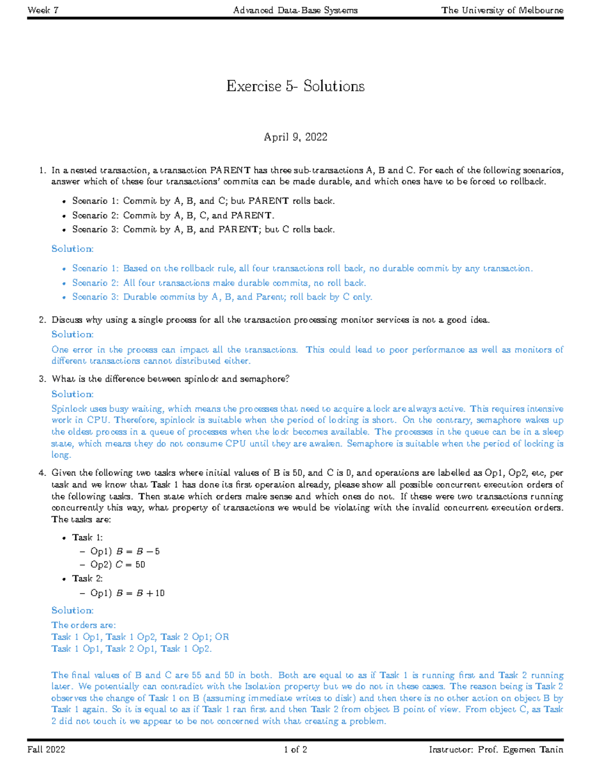 E5 Week7 Solutions Tutorial Solution To The Week 7s Tutorial For The Subject Comp90050 