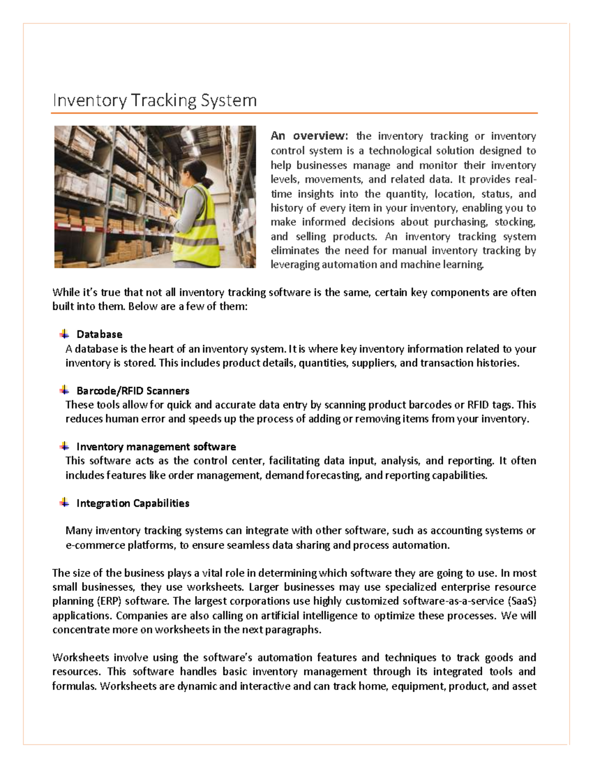 Task - task - Inventory Tracking System An overview: the inventory ...
