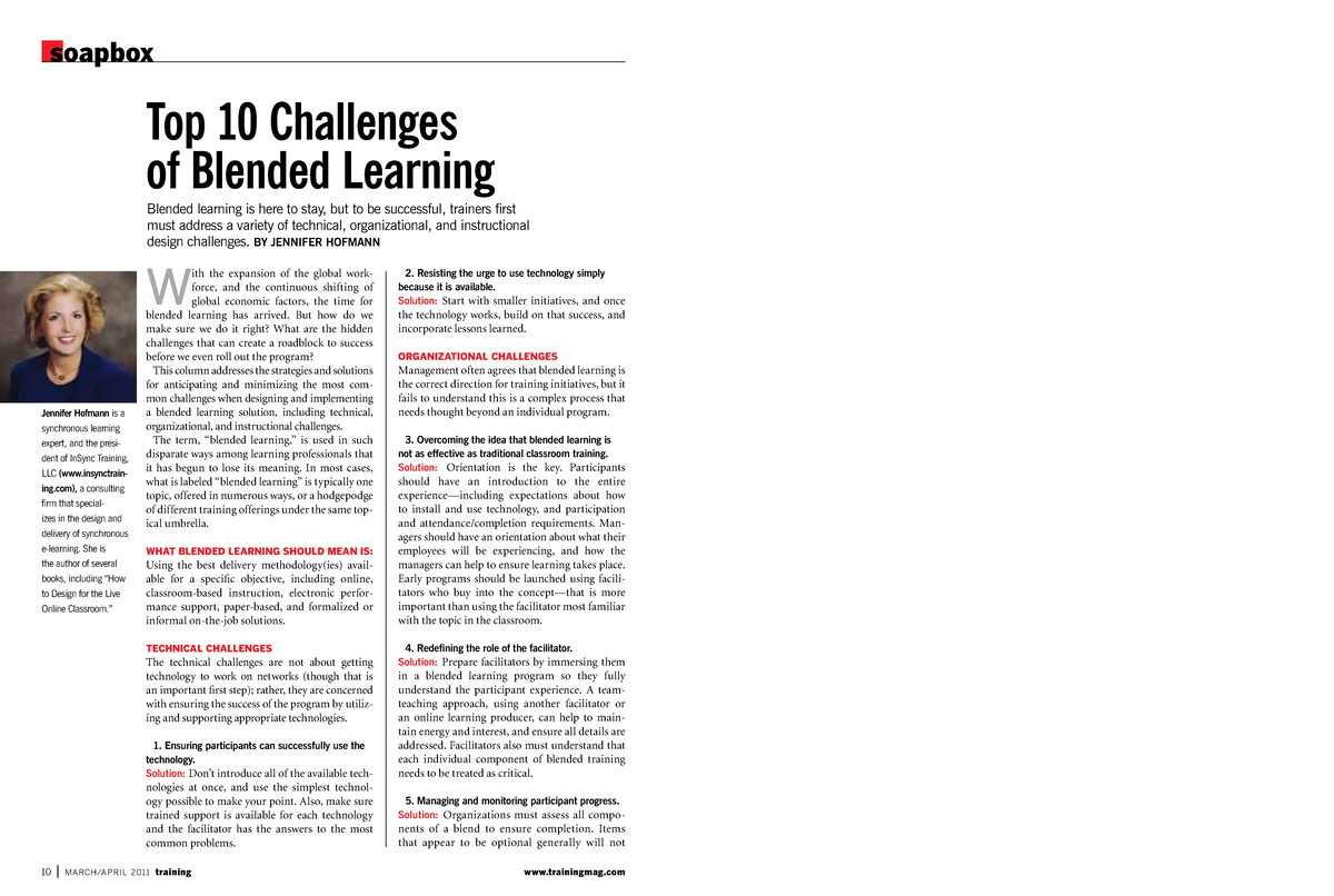 Blended Learning Training Magazine March April 2011 - soapbox 10 ...