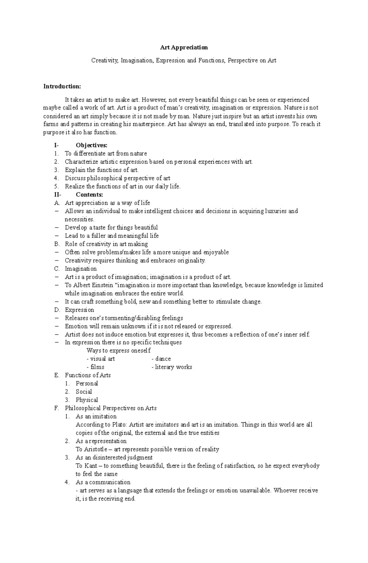Module 3 Art Appreciation - Language Education Research - Studocu