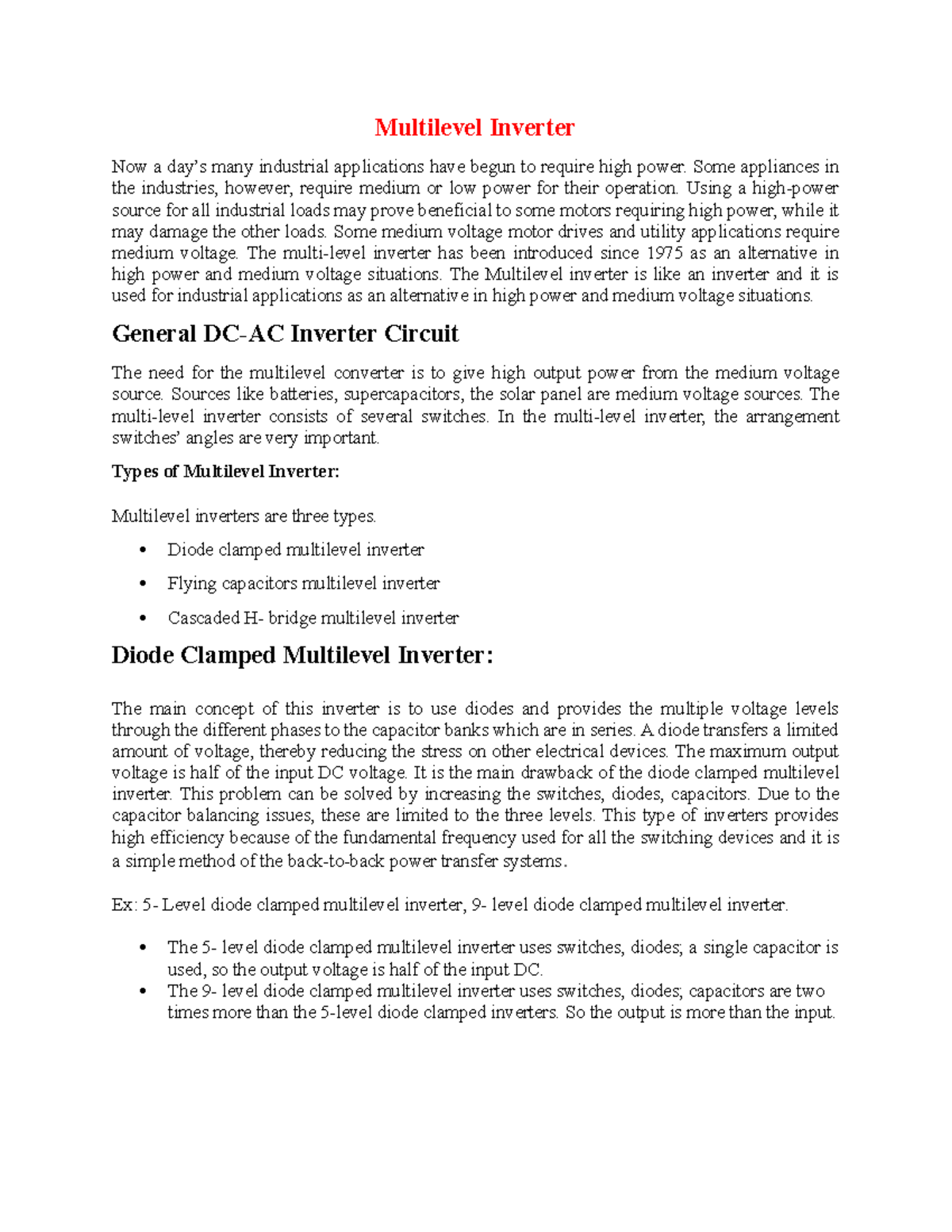 Multilevel Inverter & Matrix conveters you ko - Multilevel Inverter Now ...