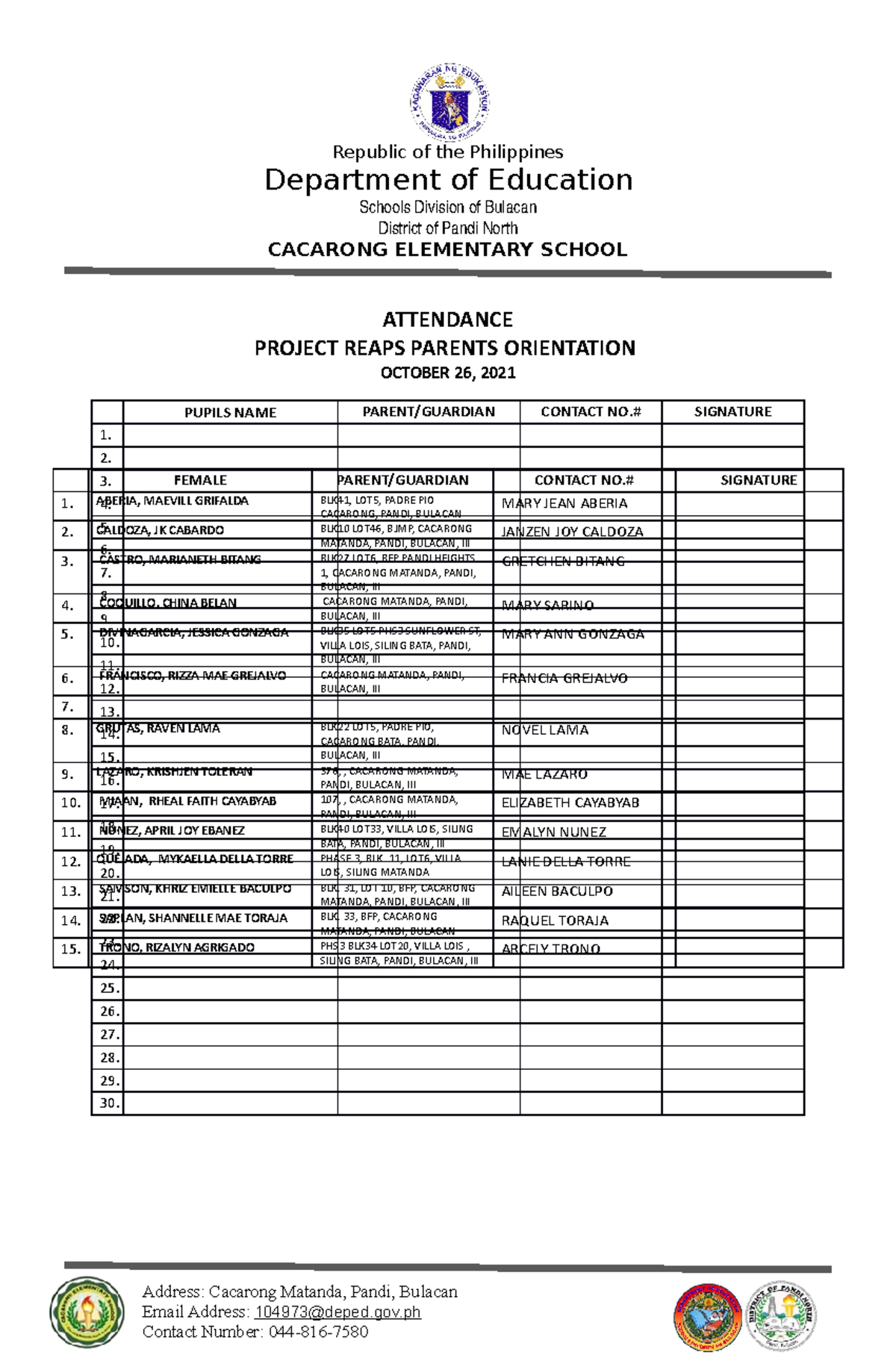 CARD Distribution Attendance - Bachelor of Elementary Education - PUP ...