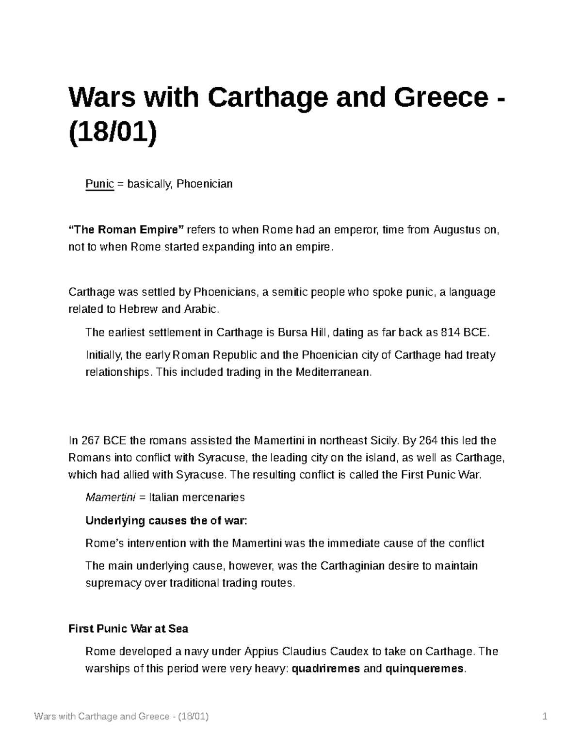 AR105 Lecture Notes.2022.Carthage and Greece - Wars with Carthage and ...