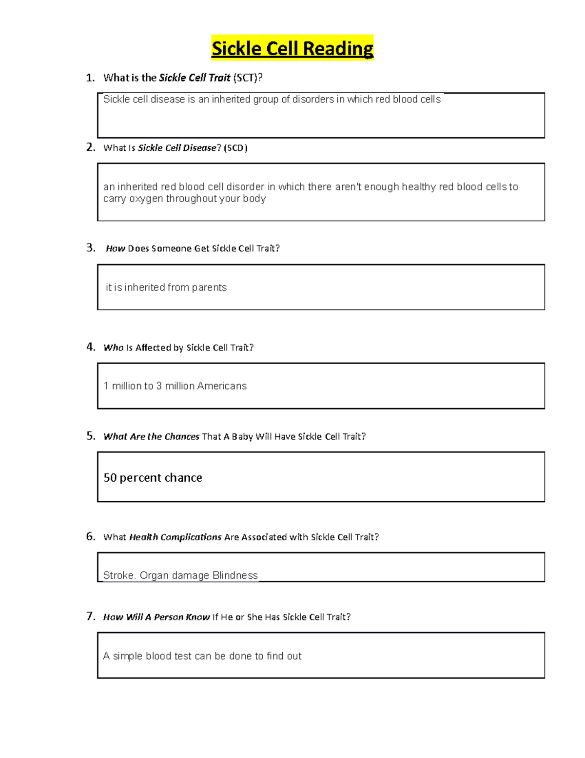 Sickle Cell Reading 2022 - Sickle Cell Reading 1. What is the Sickle ...