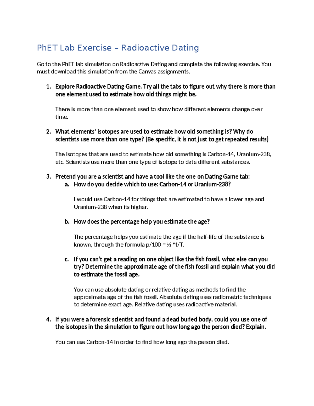 Phy2020-m11-Ph ET Lab Exercise - PhET Lab Exercise – Radioactive Dating ...
