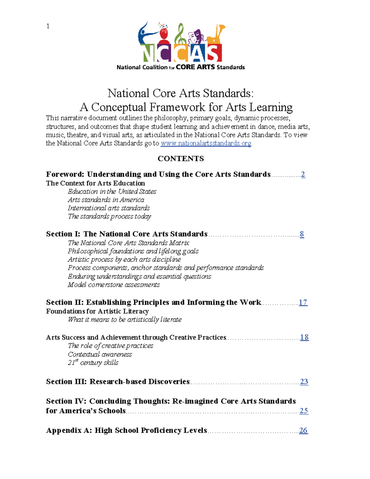 Nccas Conceptual Framework 0 - National Core Arts Standards: A ...