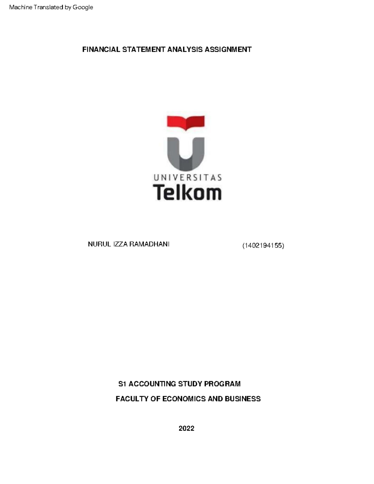Financial Statement Analysis PT Telkom Indonesia - FINANCIAL STATEMENT ...
