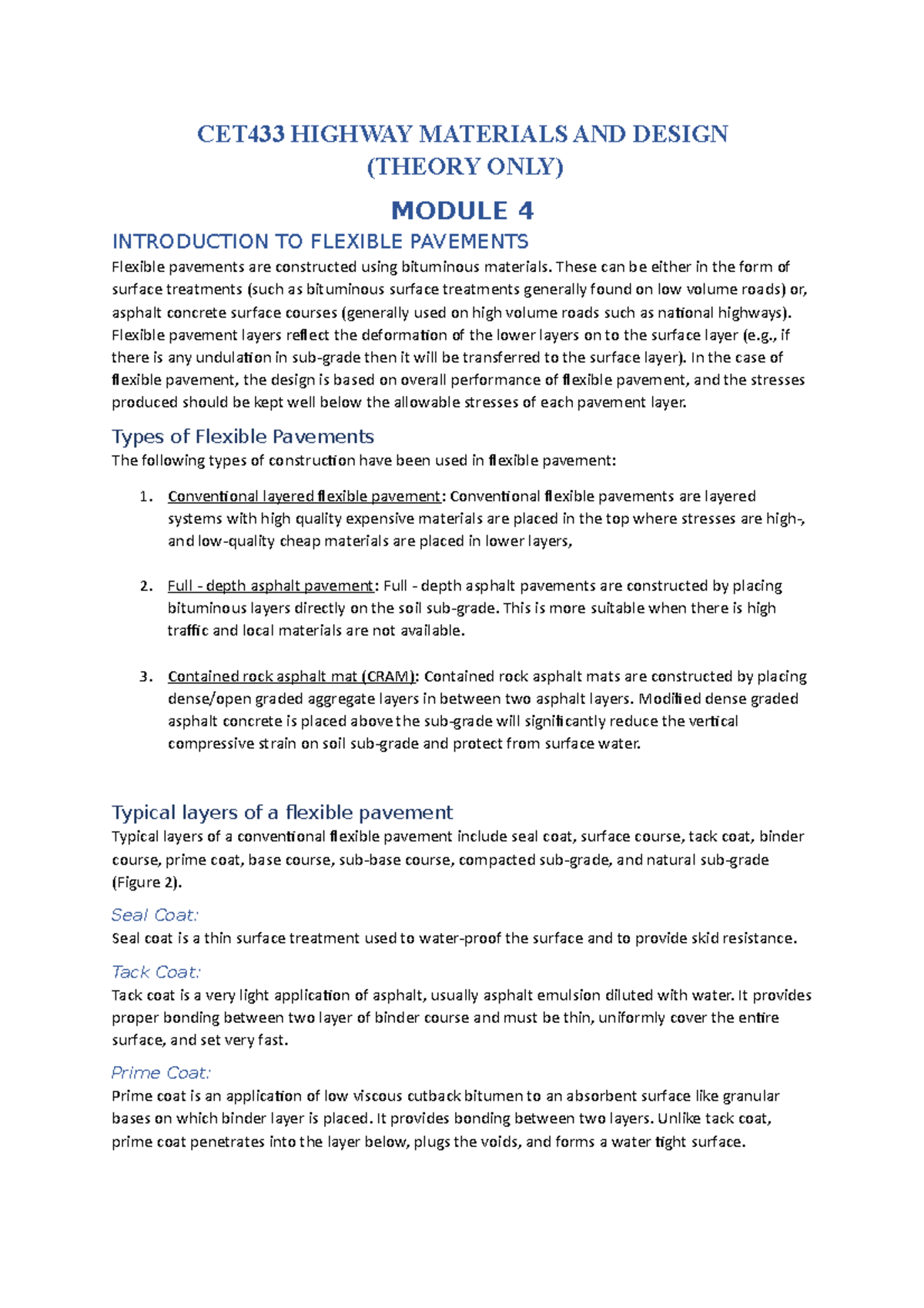 Module 4 Notes CET433 Highway Materials AND Design - CET433 HIGHWAY ...