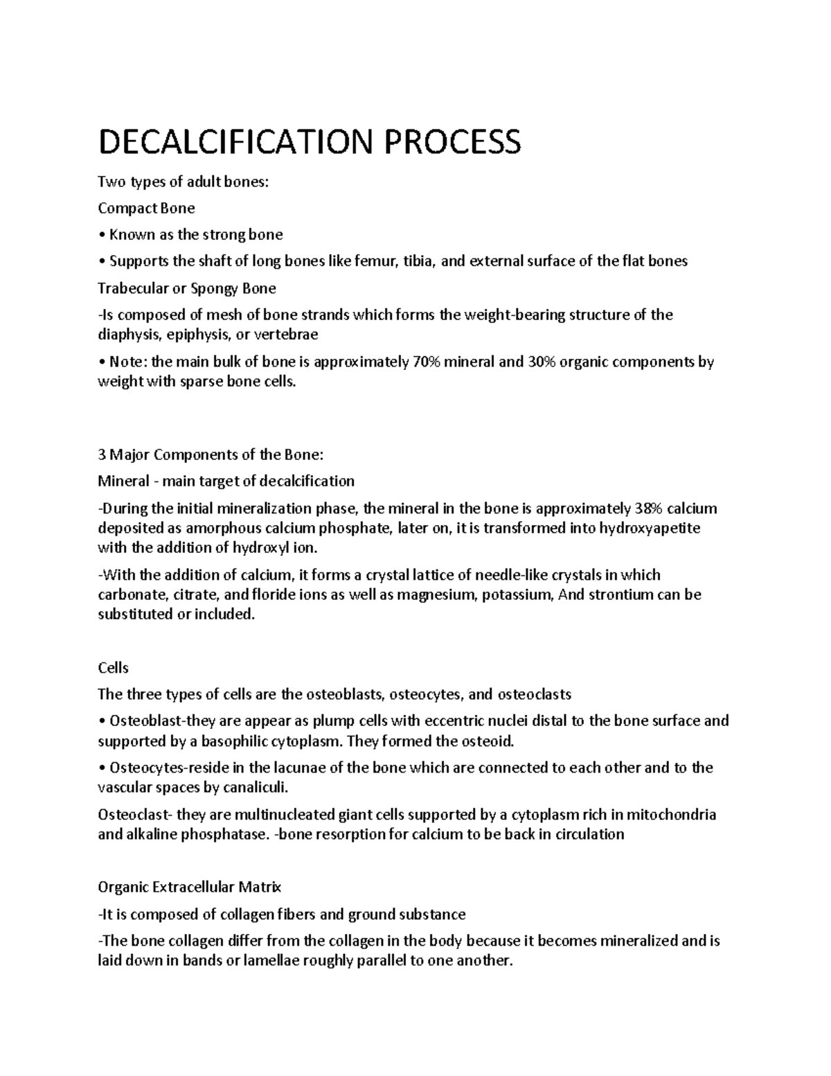 Decalcification Process-LectureNotes3 - DECALCIFICATION PROCESS Two ...