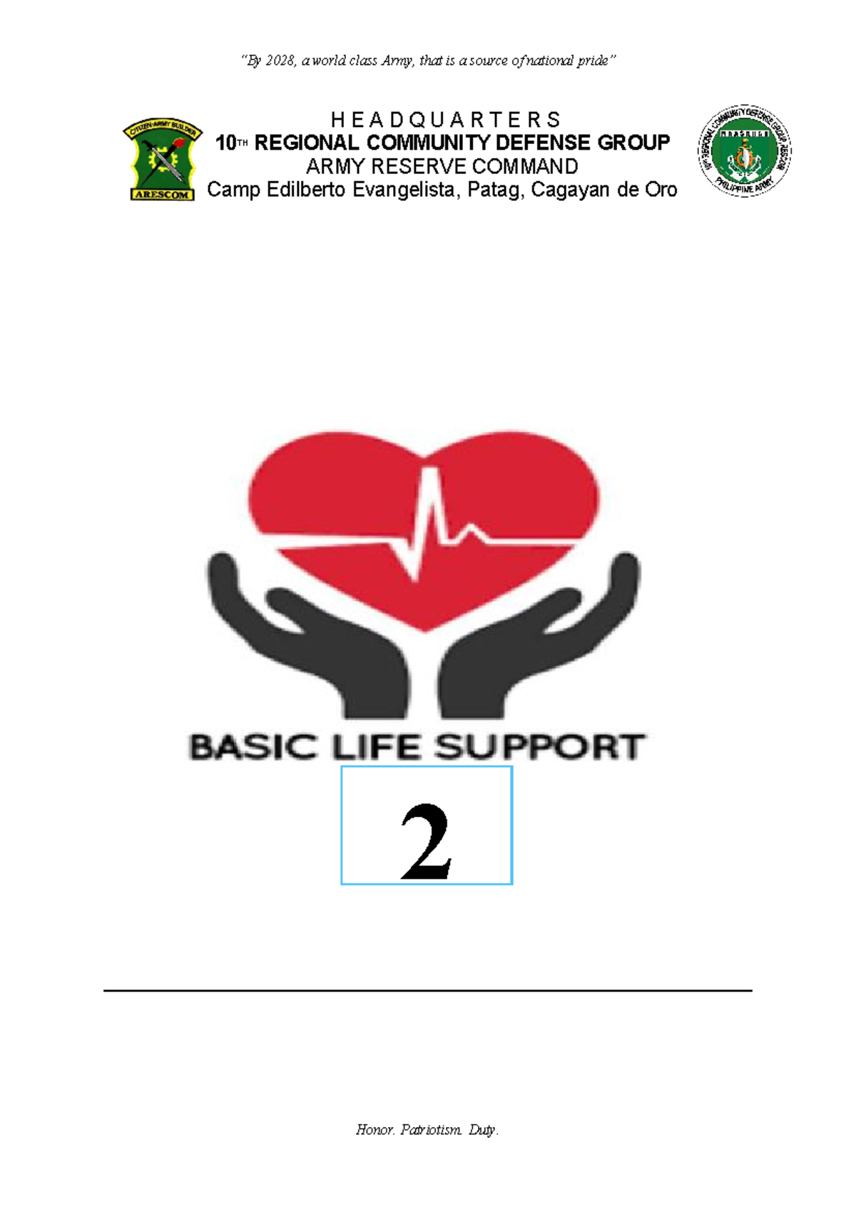 Basic Life support 2 - 2 H E A D Q U A R T E R S 10 TH REGIONAL ...