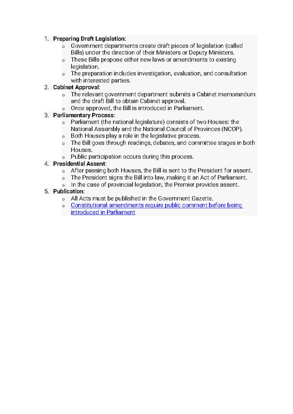 Preparing Draft Legislation - 1. Preparing Draft Legislation: o ...