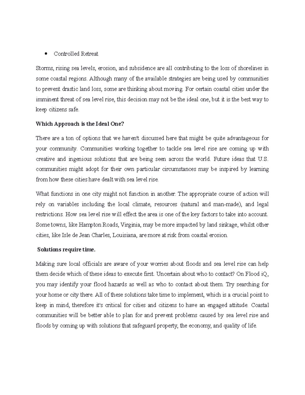 Assignment 10 - Controlled Retreat Storms, rising sea levels, erosion ...