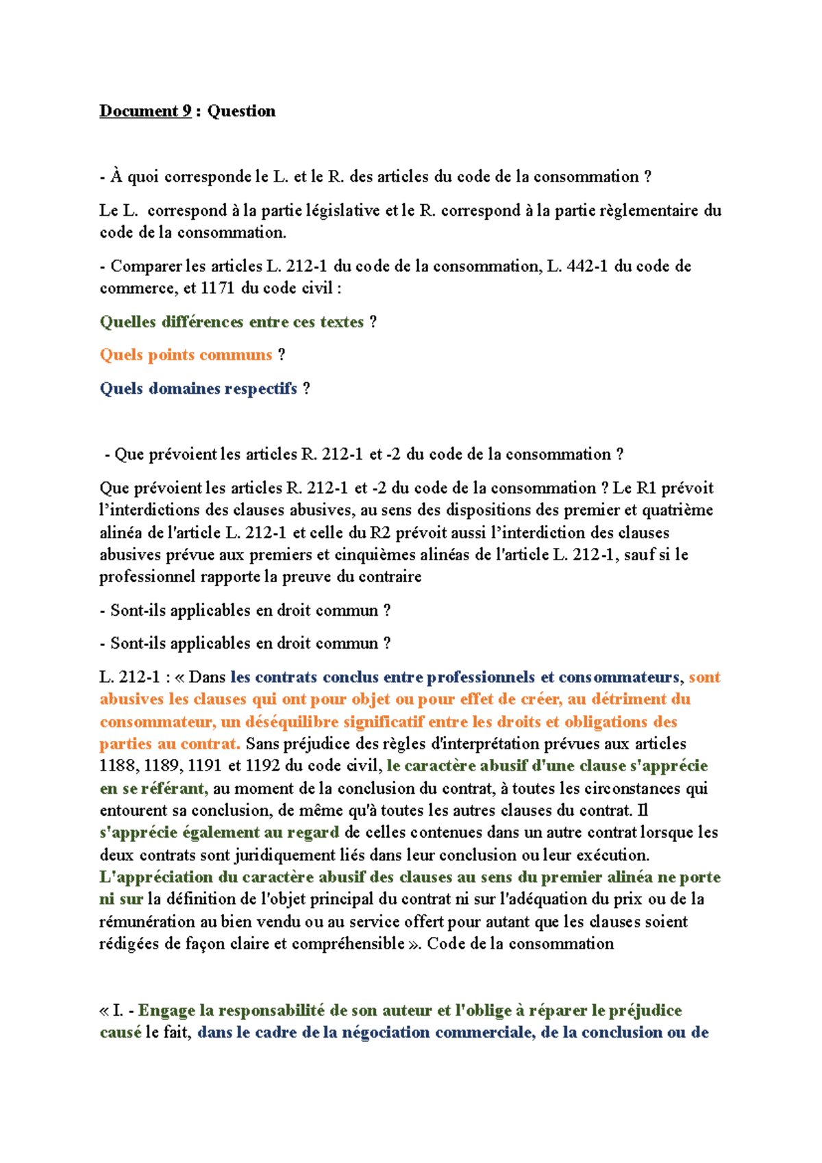 Document 9 Question droit civil brouillon - Document 9 : Question À ...