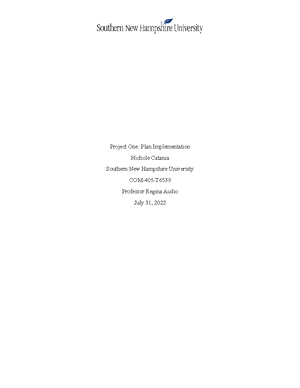 COM 405 Implementation Plan Template (1) - COM 405 Implementation Plan ...