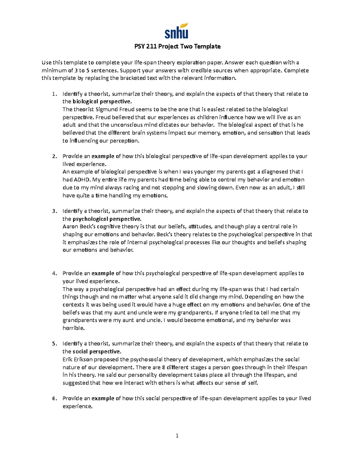 Mod 7 PSY 211 Project Two Template - PSY 211 Project Two Template Use this template to complete ...