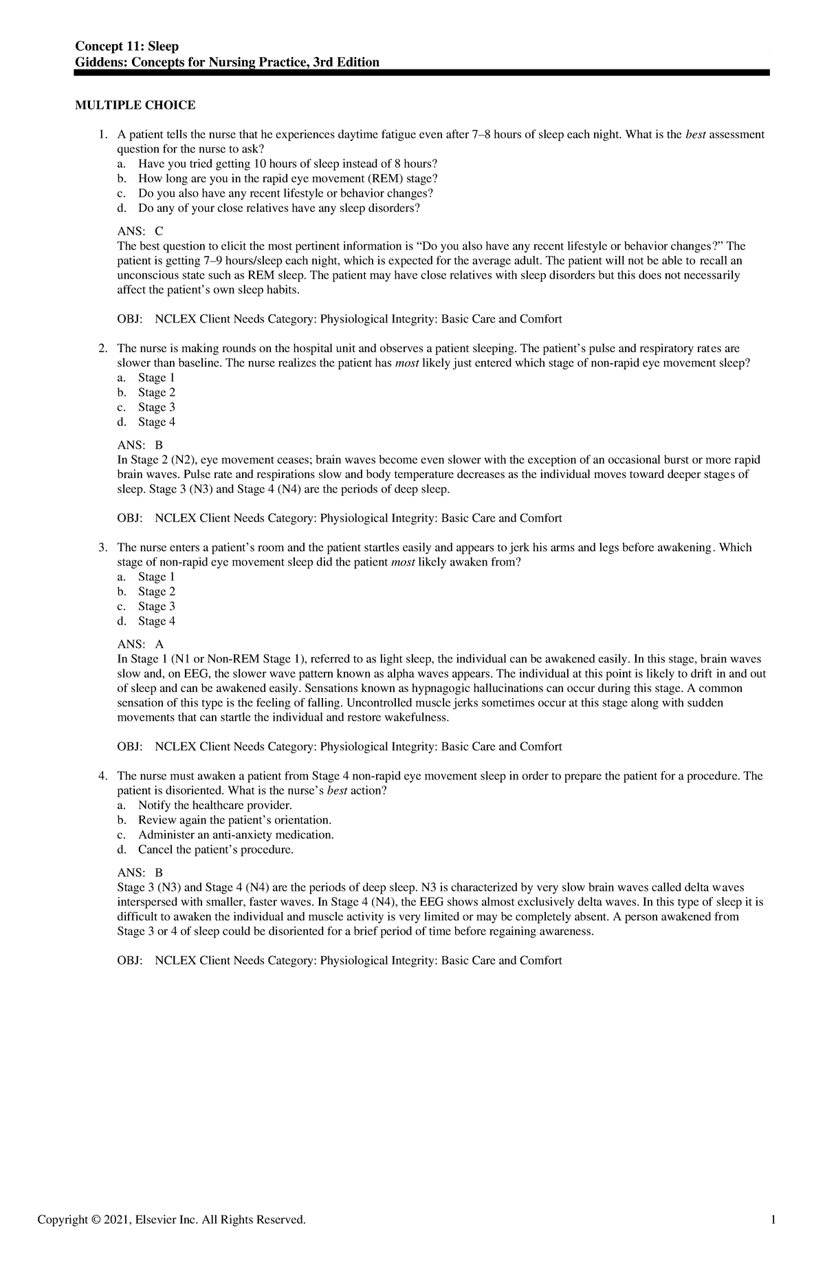 Exam View - Chapter 11 2 - None - Copyright © 2021, Elsevier Inc. All ...