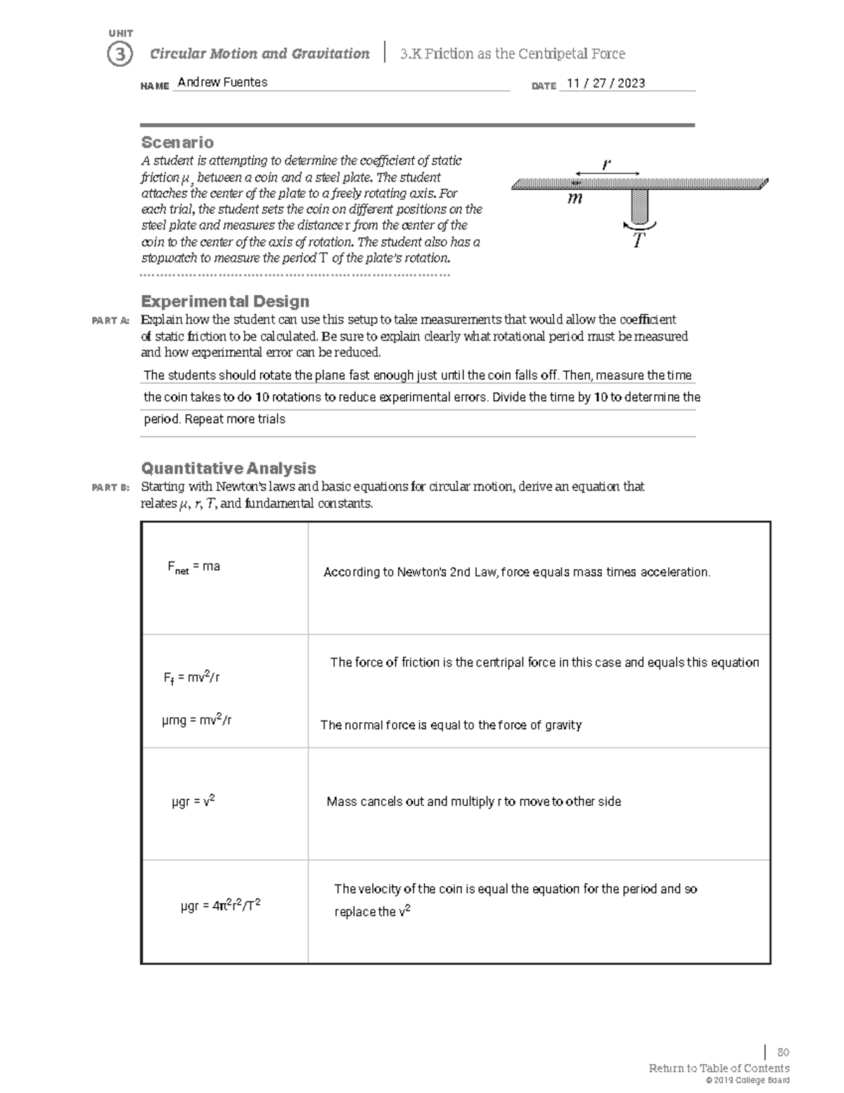 Kami Export - AP Workbook 3k - | 80 UNIT 3 Circular Motion and Gravitation | 3 Friction as the ...