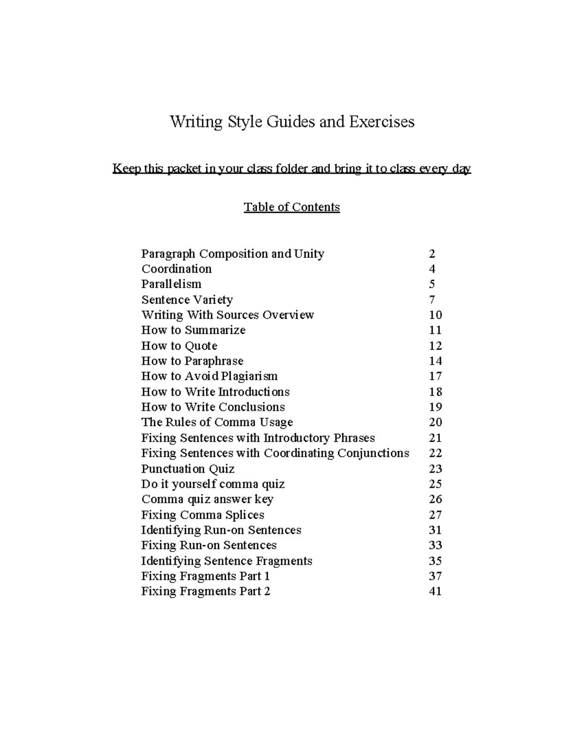1101 Writing Style Guide - Writing Style Guides and Exercises Keep this ...