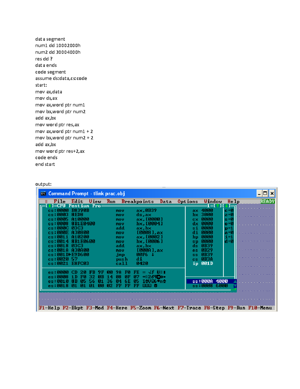 Microprocessors (22415) - data segment num1 dd 10002000h num2 dd 30004000h res dd? data ends ...