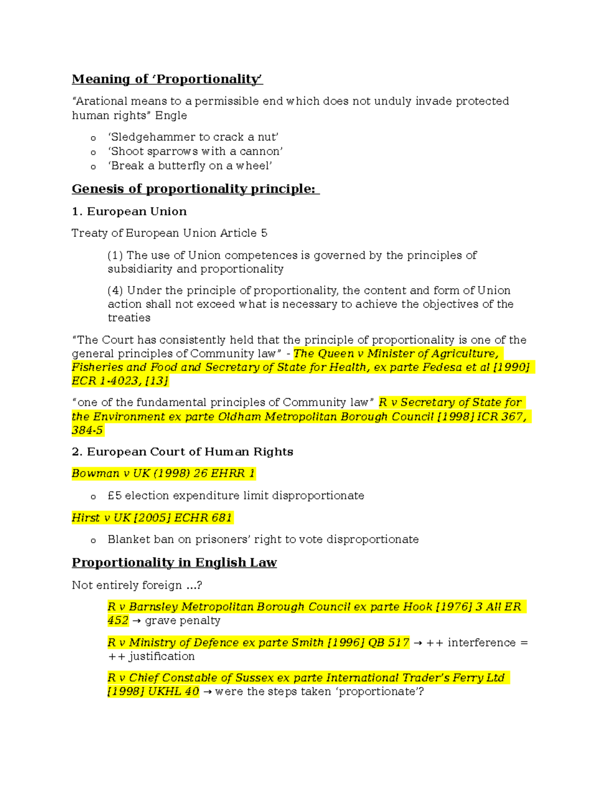 Proportionality Notes - Meaning of ‘Proportionality’ “Arational means ...