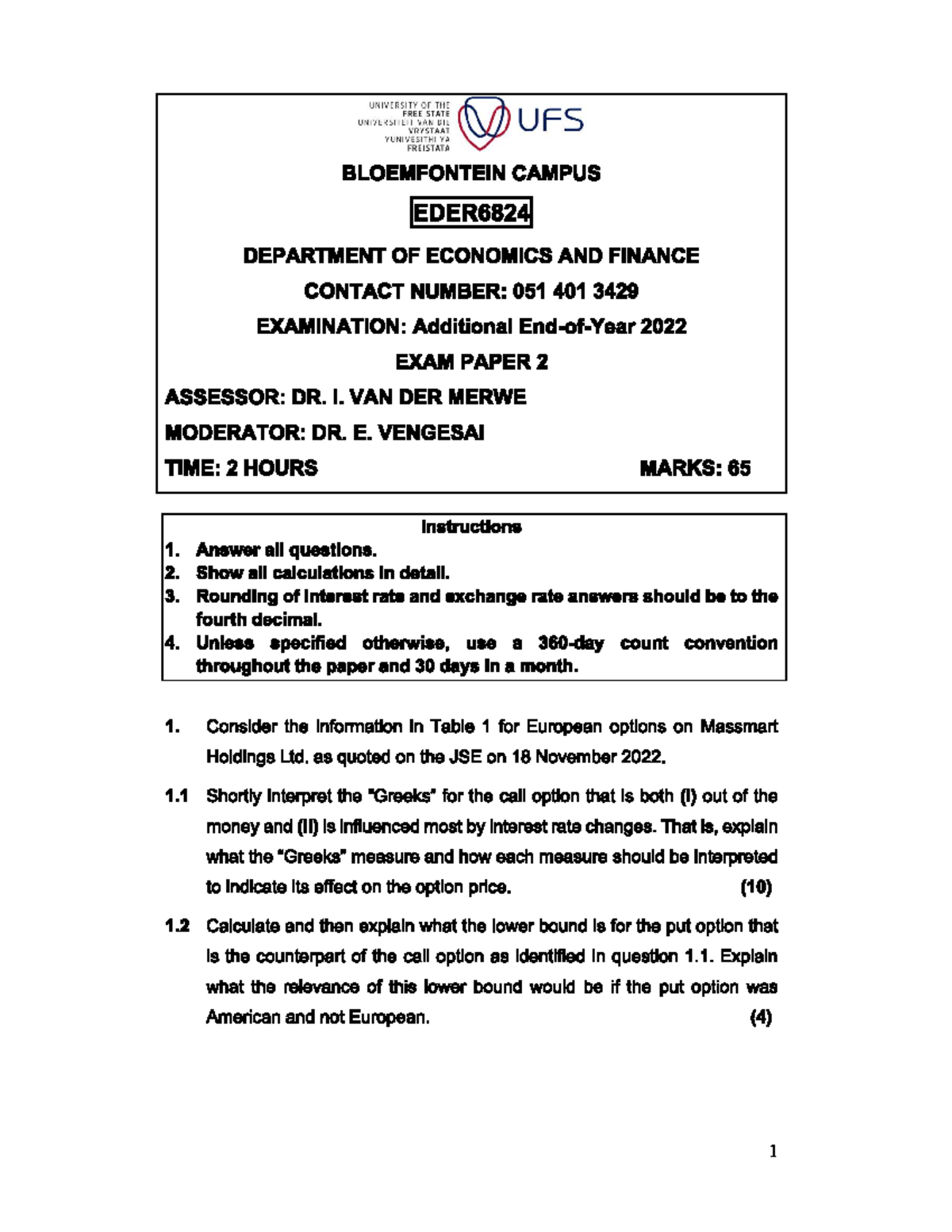 EDER6824 Exam 2 - Past paper - UNIVERSITY OF THE FREE STATE ...