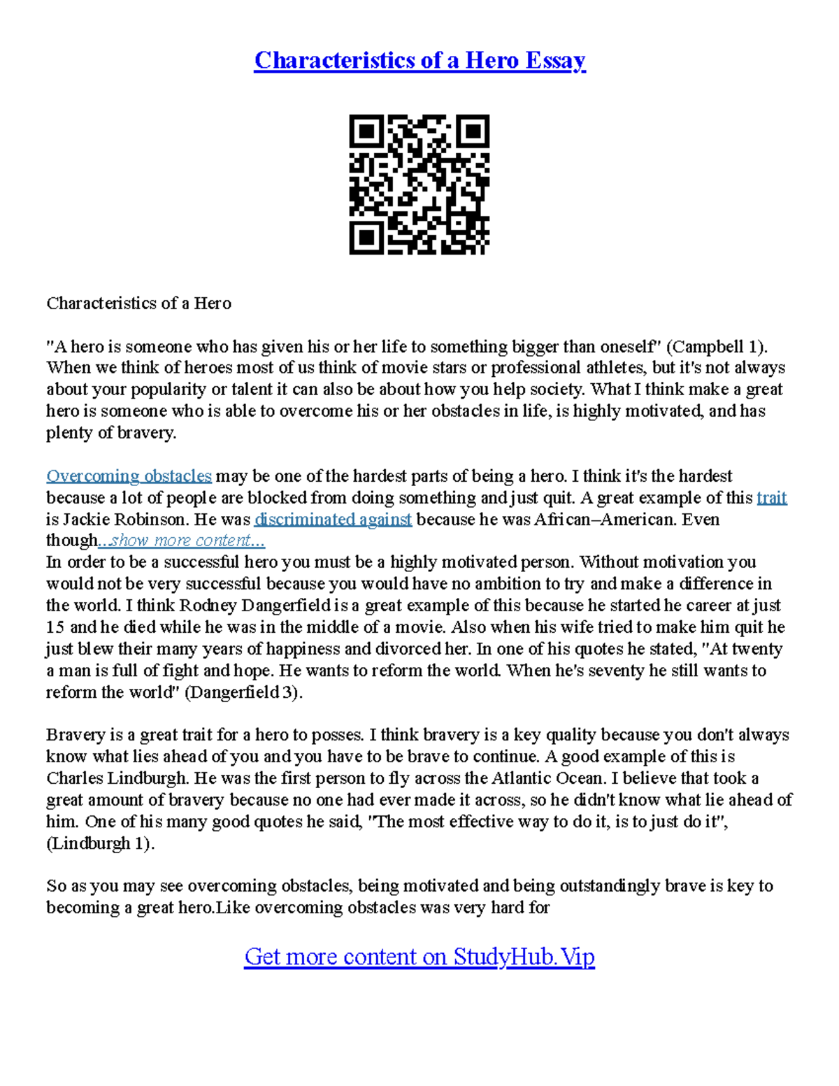 Essay About A Hero - Characteristics of a Hero Essay Characteristics of ...