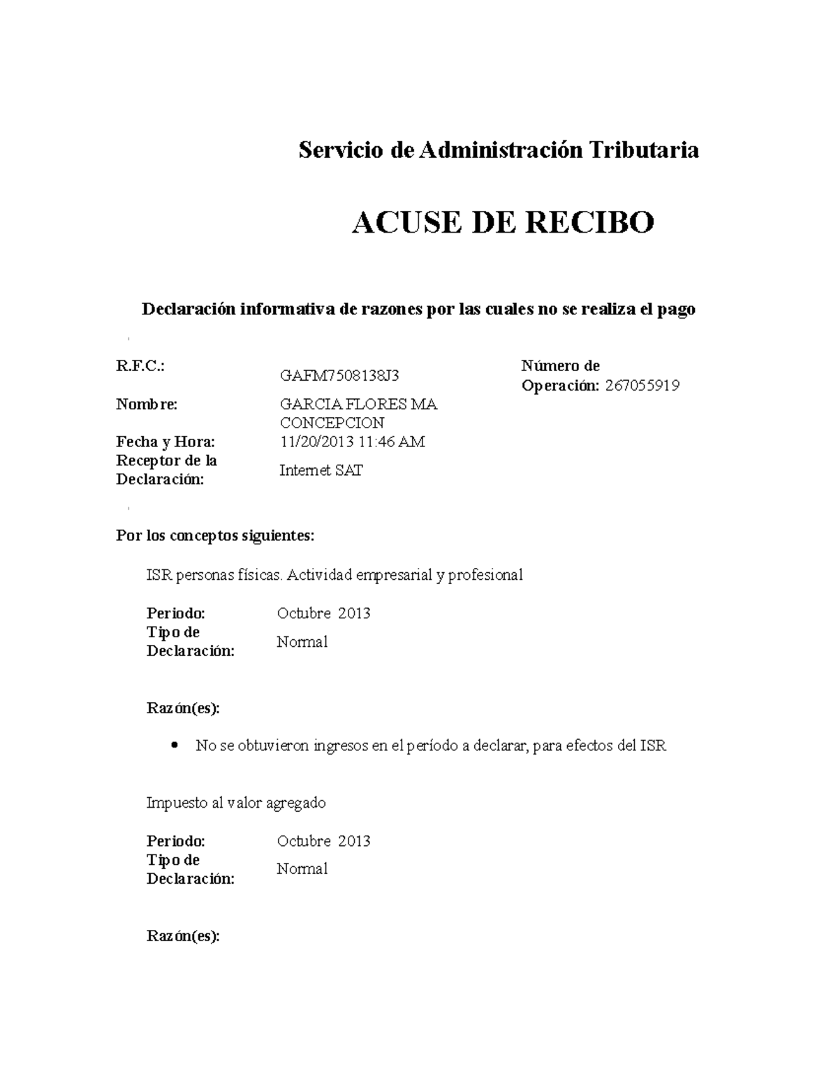 Declsatoct 2013 CONY - XCFR - Servicio de Administración Tributaria ...