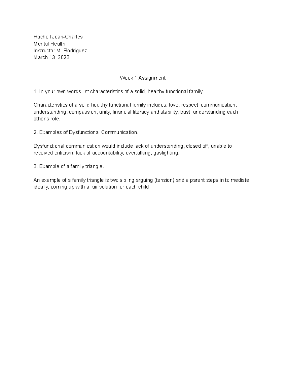 Week 1- Assignment - Week 1 - Rachell Jean-Charles Mental ...