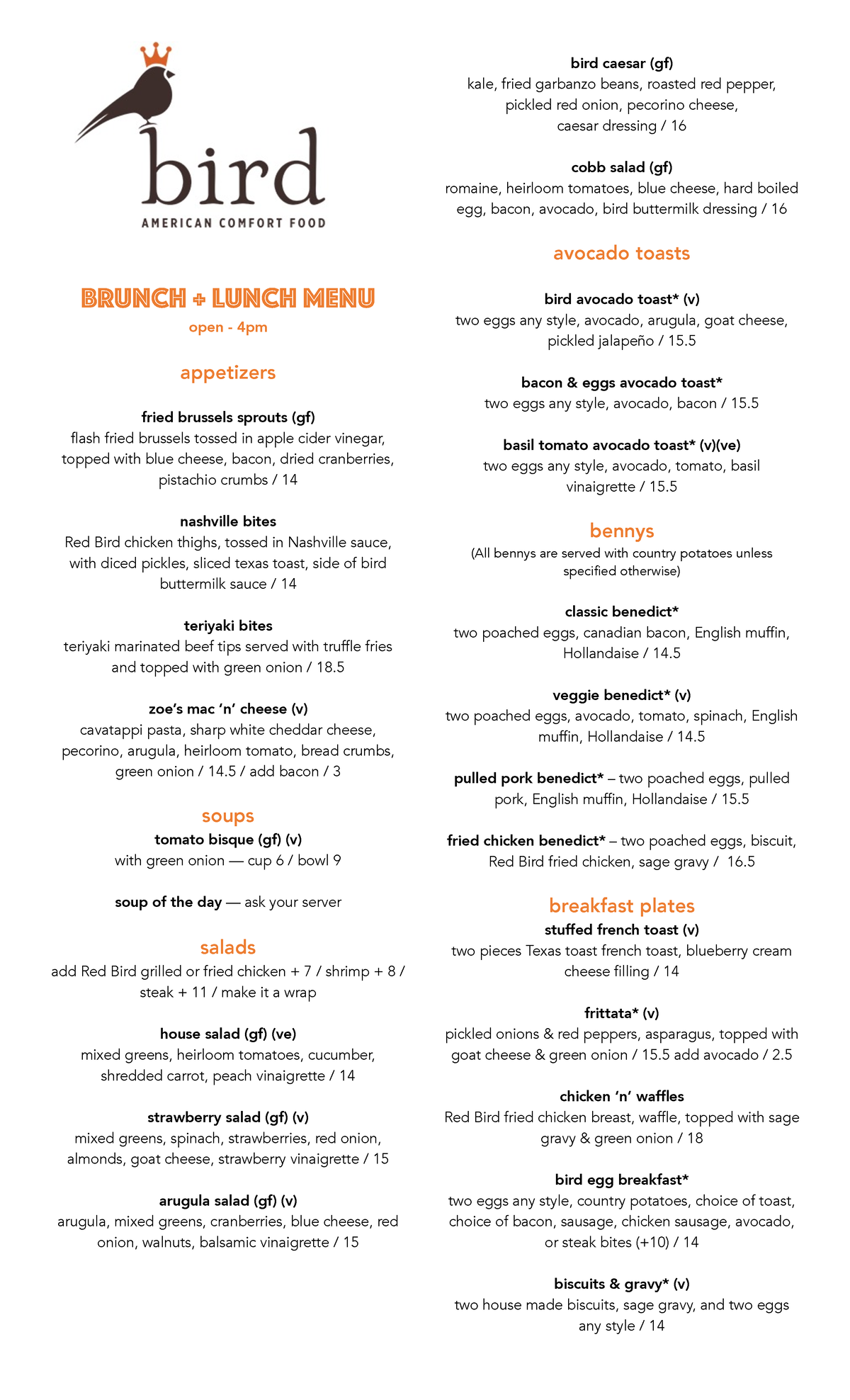 Bird-Breakfast-Lunch-Menu 6-26-23 - brunch + lunch menu open - 4pm ...