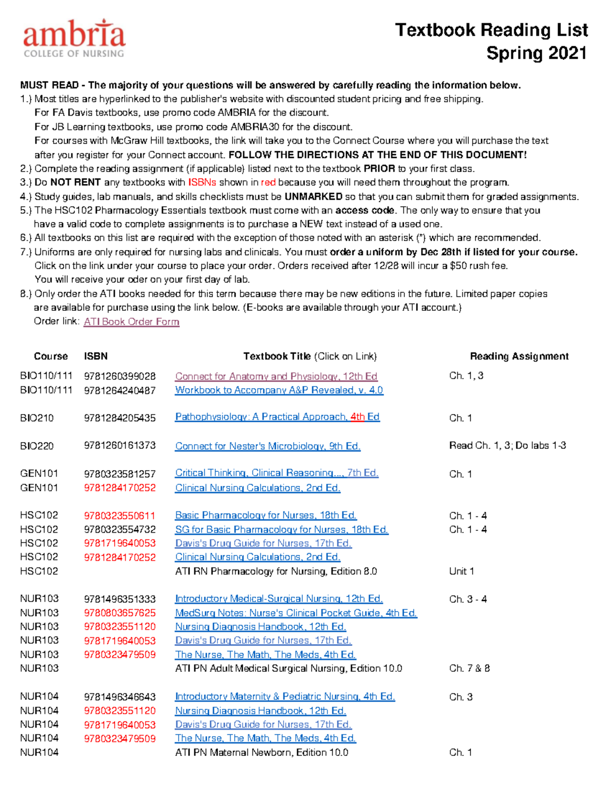 Textbook reading list spring full guided summary 2019 - Spring 2021 ...