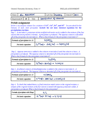 Chem 19b Postlab 20 template 2 - Experiment # 20 Date of Experiment ...