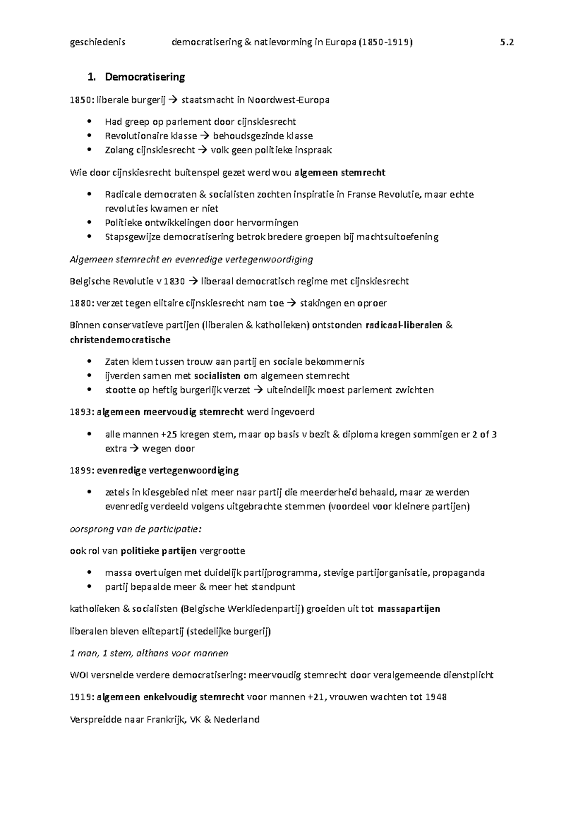5.2 - democratisering en natievorming in Europa - geschiedenis ...
