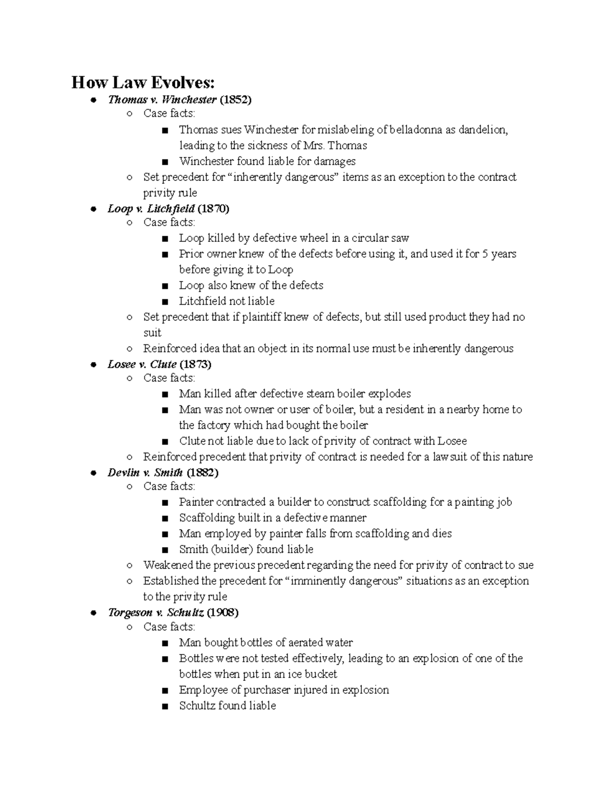 Lgls, 1 - Prof. Dan Breen - How Law Evolves: Thomas v. Winchester (1852 ...