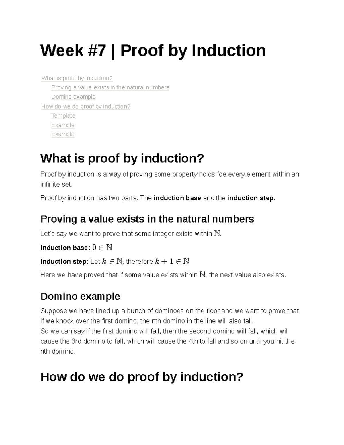 Week 7 Proof by Induction - Week #7 | Proof by Induction What is proof by induction? Proof by ...