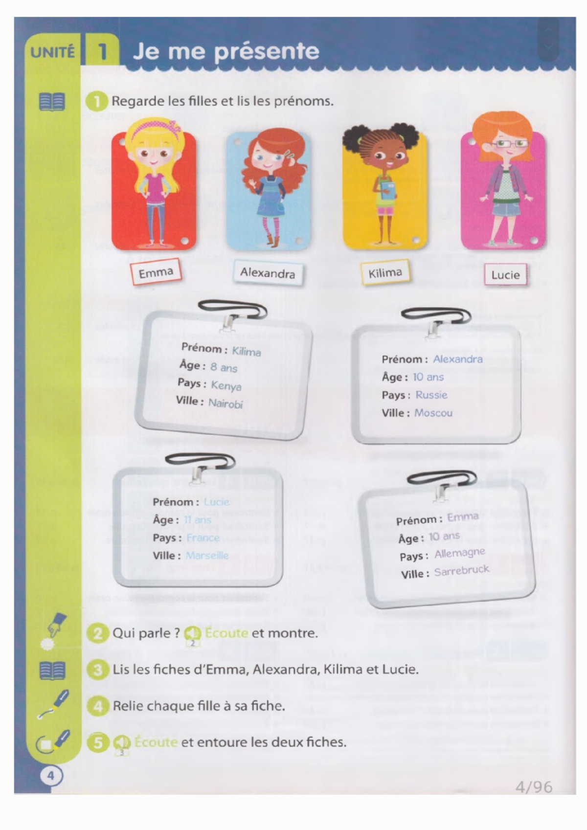 Hamza Unité 1 A11 fiche 1 240813 142631 - UNITÉ 1 Je me présente 1 ...