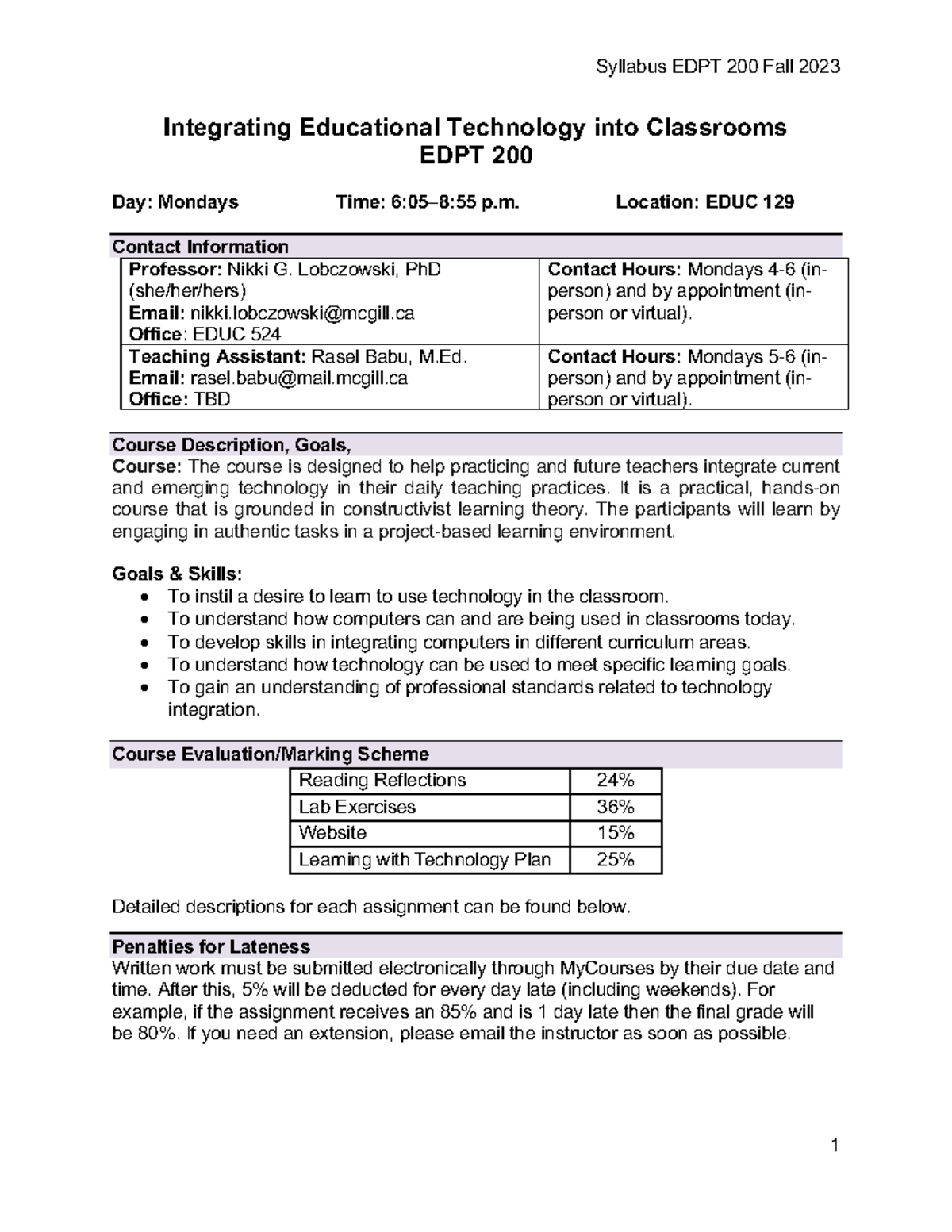 EDPT 200 Integrating Technology into Classrooms - Fall 2023 ...