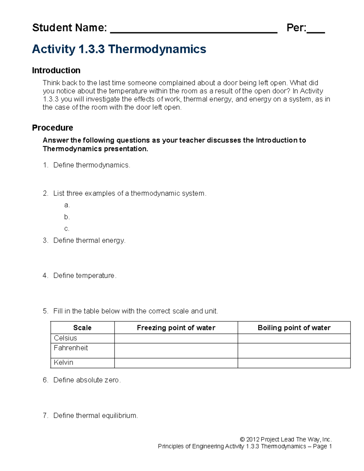 Thermodynamics Worksheet(#1 pp.1-4; #2 pp.5-9) - Activity 1.3 ...