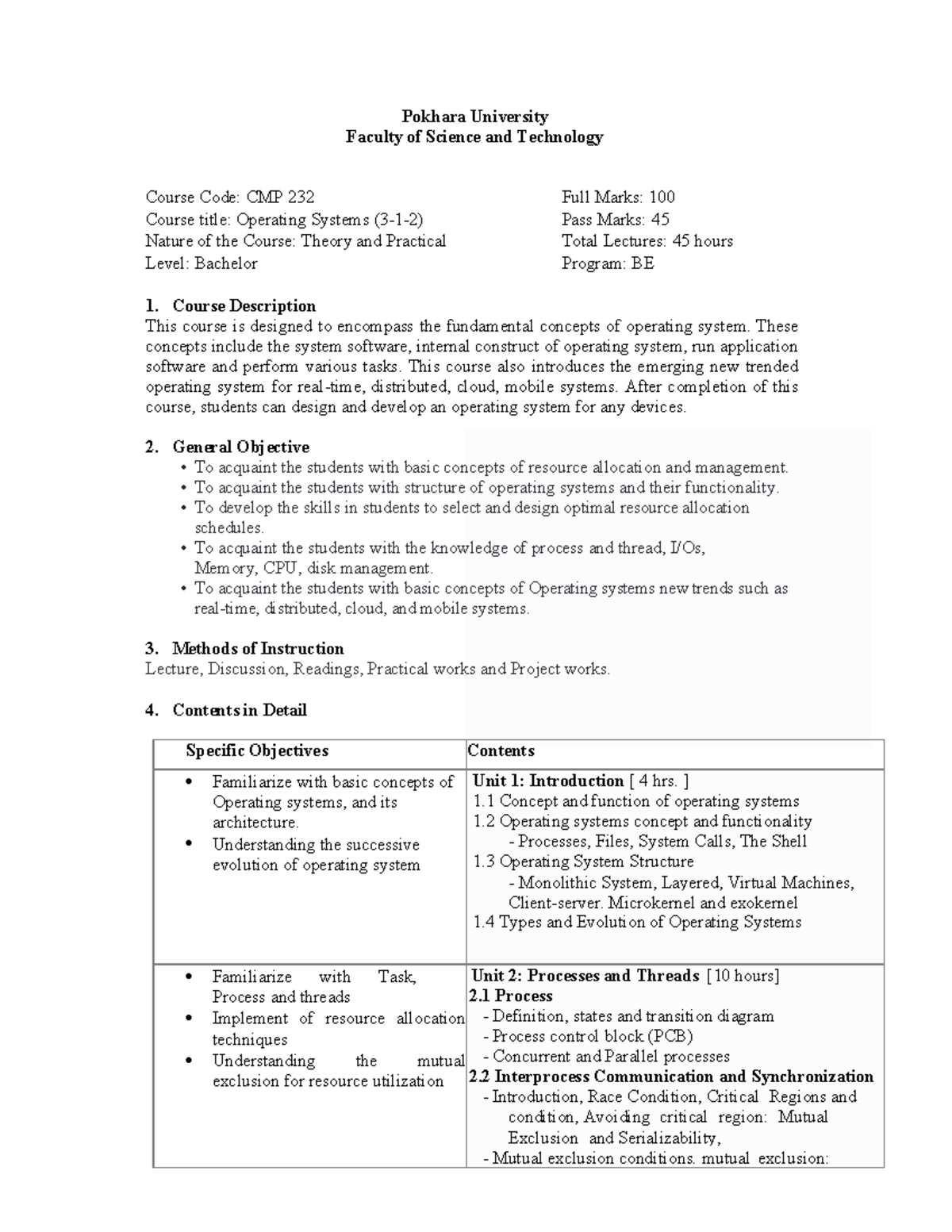 OS for III Sem - Pokhara University Faculty of Science and Technology ...