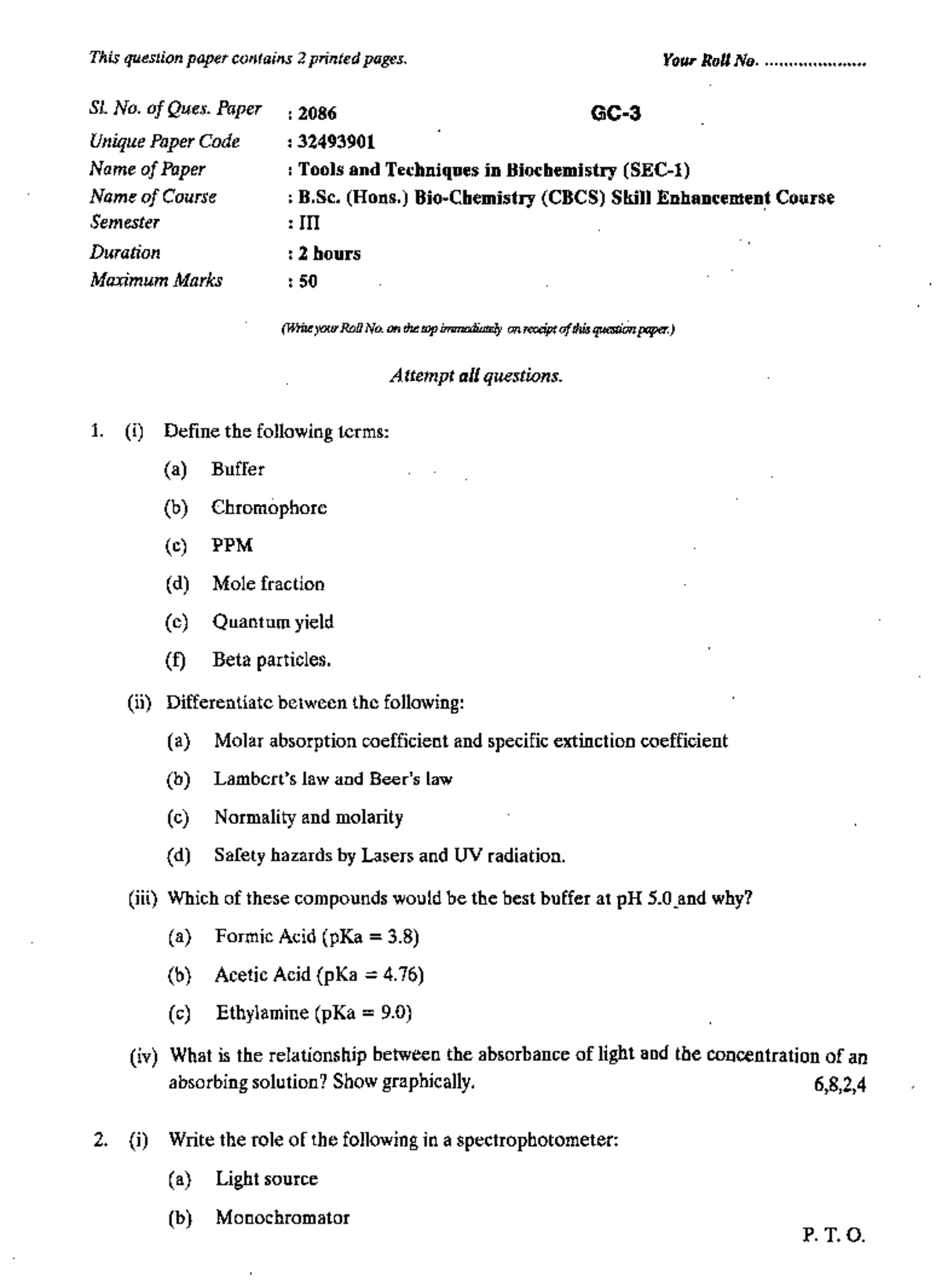 Pyqs of biochemistry - Bsc. biochemistry - Studocu